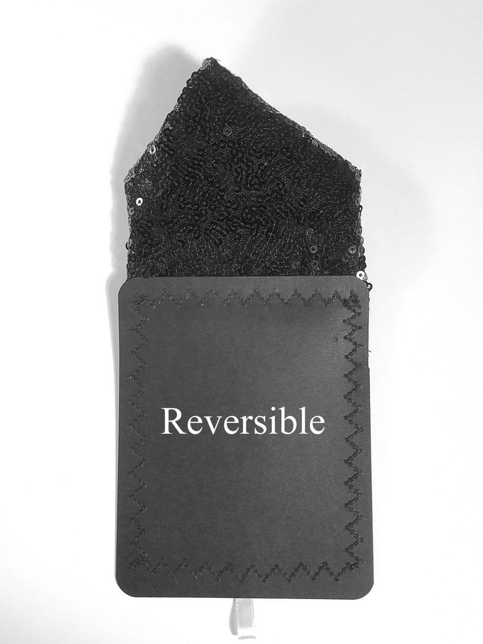 Men's Black Sequin Pre-Folded Pocket Square Insert - Point Design ...