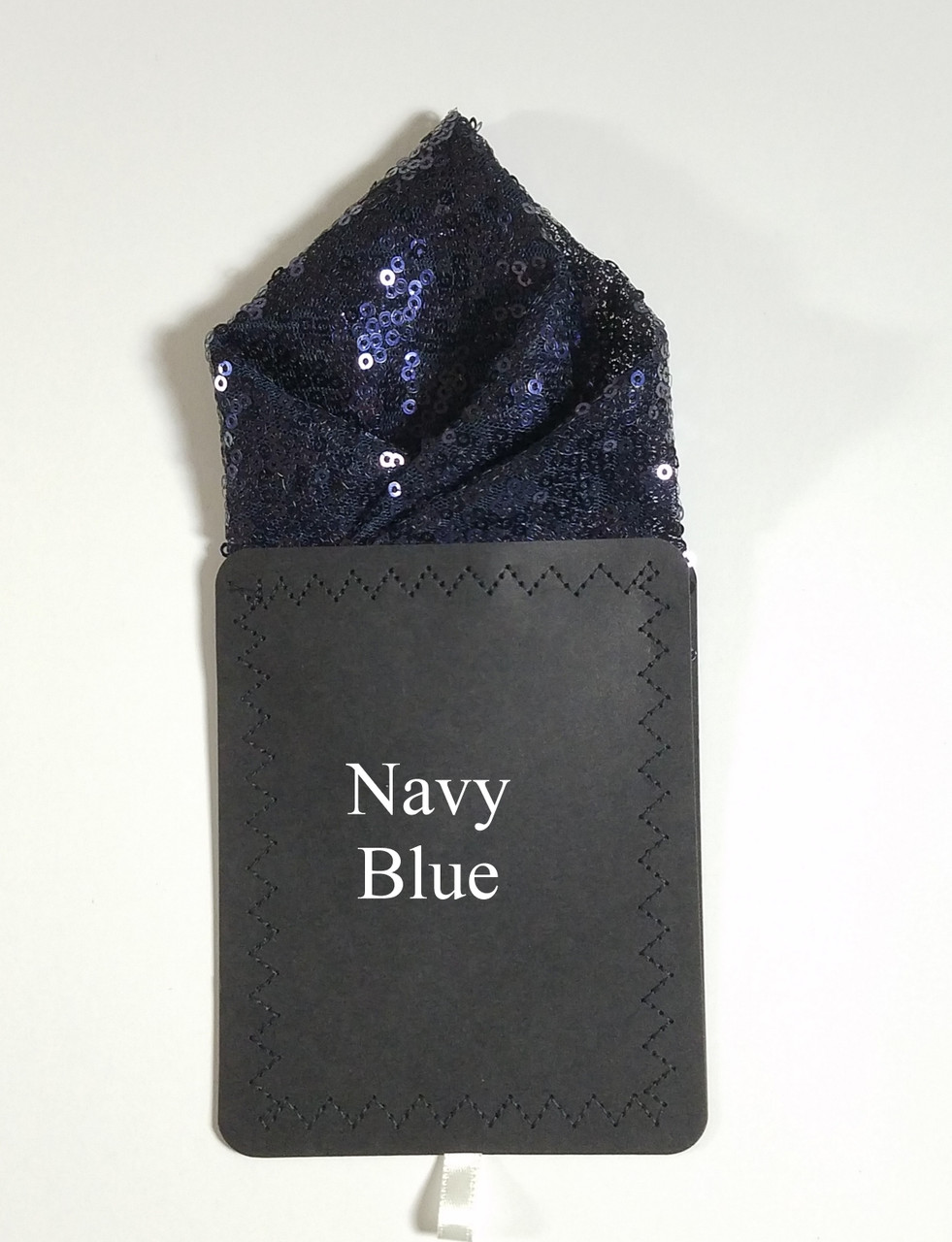 Men's Navy Blue Sequin Pre-Folded Pocket Square Insert - Point Design ...
