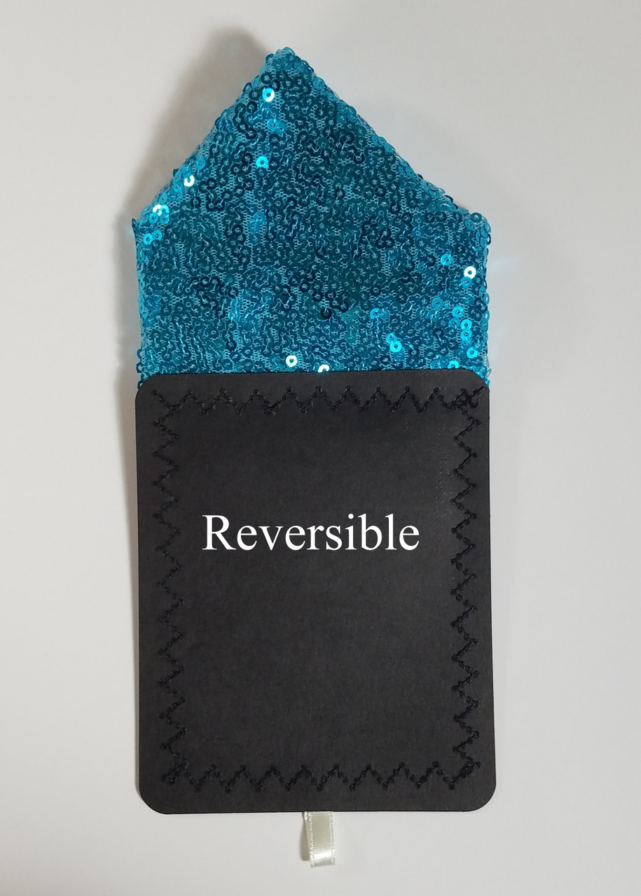 Men's Turquoise Blue Sequin Pre-Folded Pocket Square Insert - Point ...
