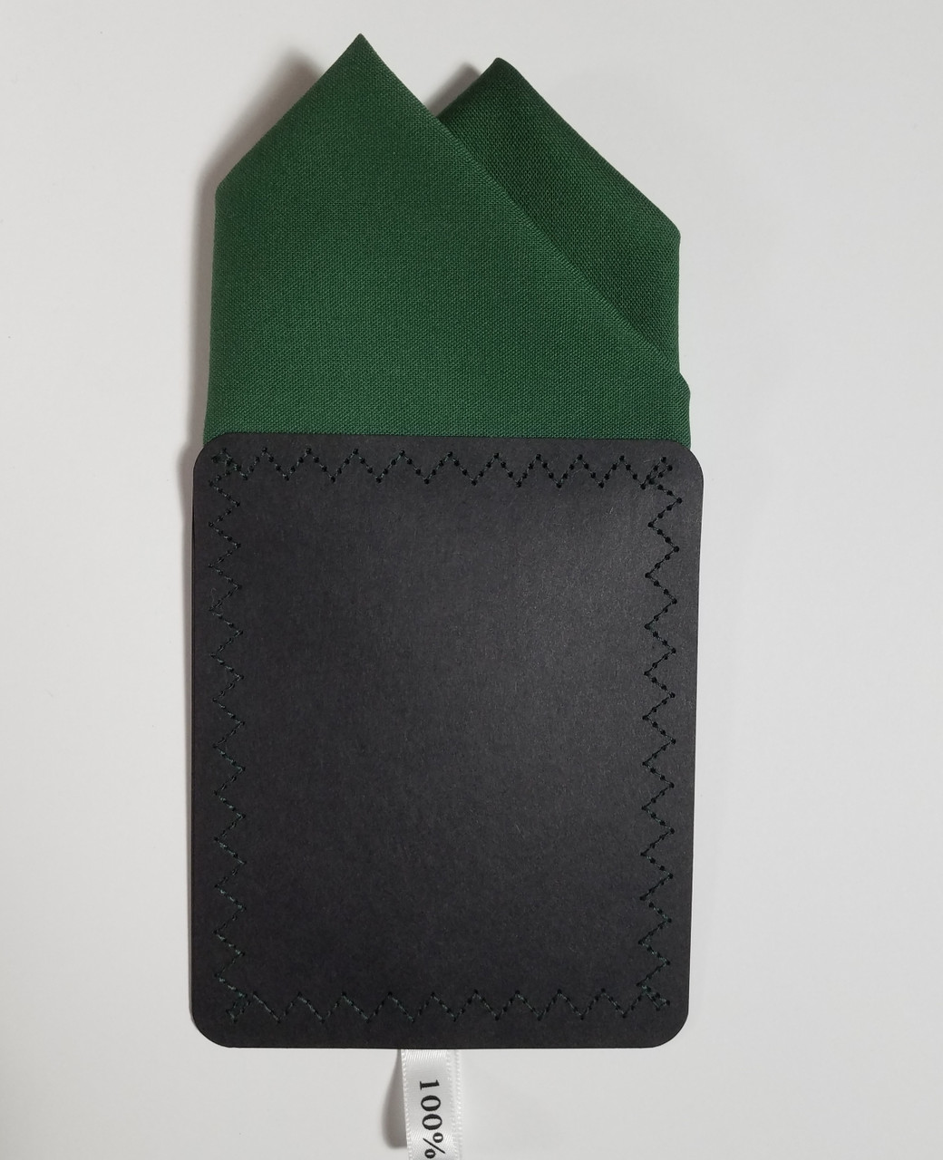 100% Cotton Pre-Folded Pocket Square Handkerchief Insert - Dark Green ...