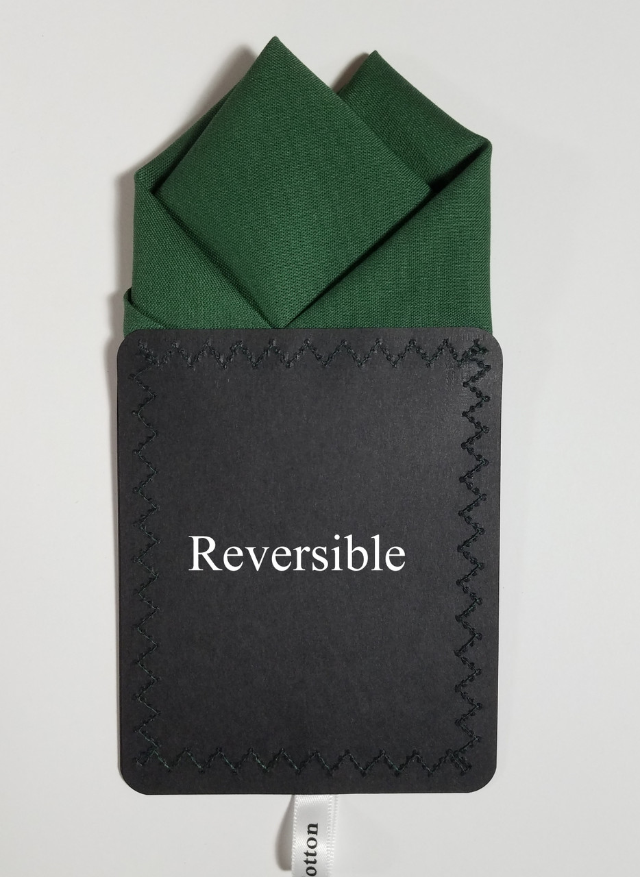 100% Cotton Pre-Folded Pocket Square Handkerchief Insert - Dark Green ...