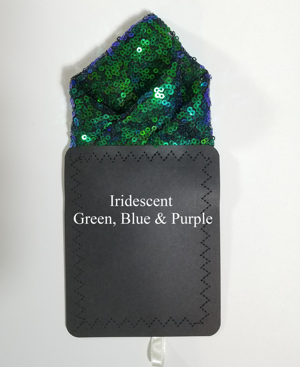 Men's Iridescent Green, Blue & Purple Sequin Pre-Folded Pocket Square ...