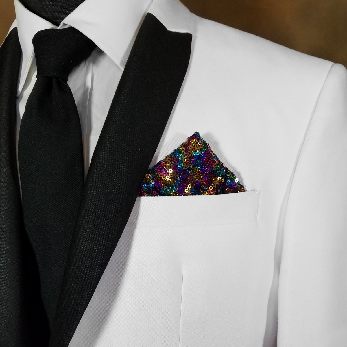Men's Multi-Colored Sequin Pre-Folded Pocket Square Insert - Point ...