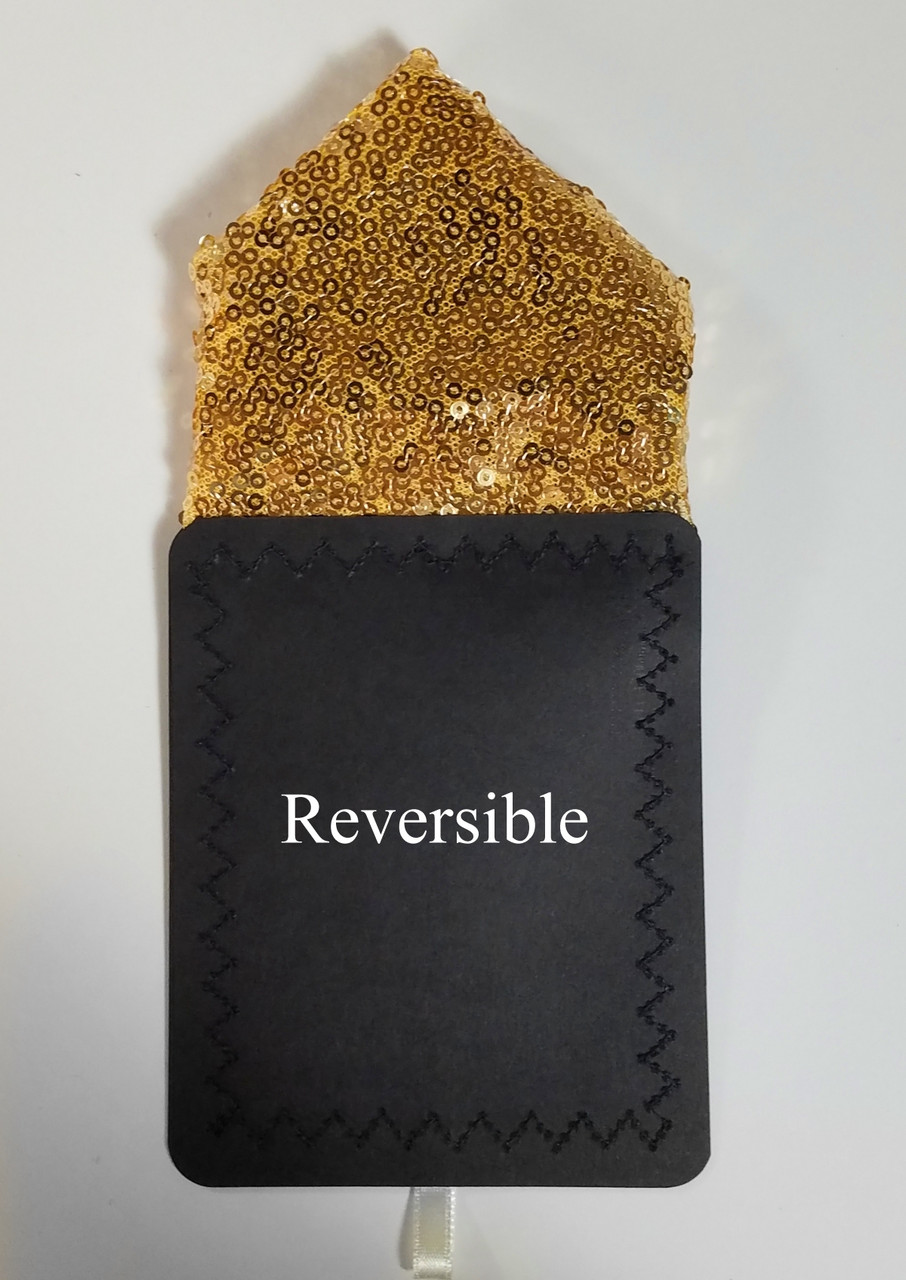 Men's Brassy-Gold Sequin Pre-Folded Pocket Square Insert - Point Design ...