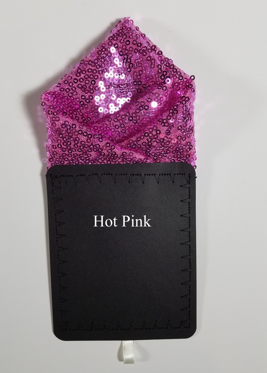 Men's Hot Pink Sequin Pre-Folded Pocket Square Insert - Point Design ...