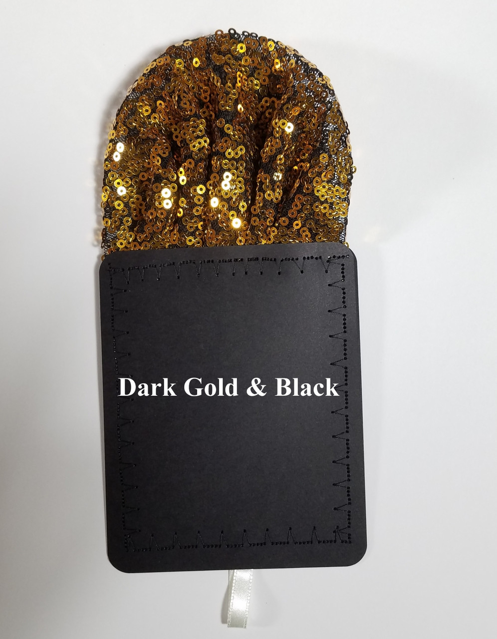 Men's Sequin Pre-Folded Pocket Square Insert - Dark Gold on Black ...