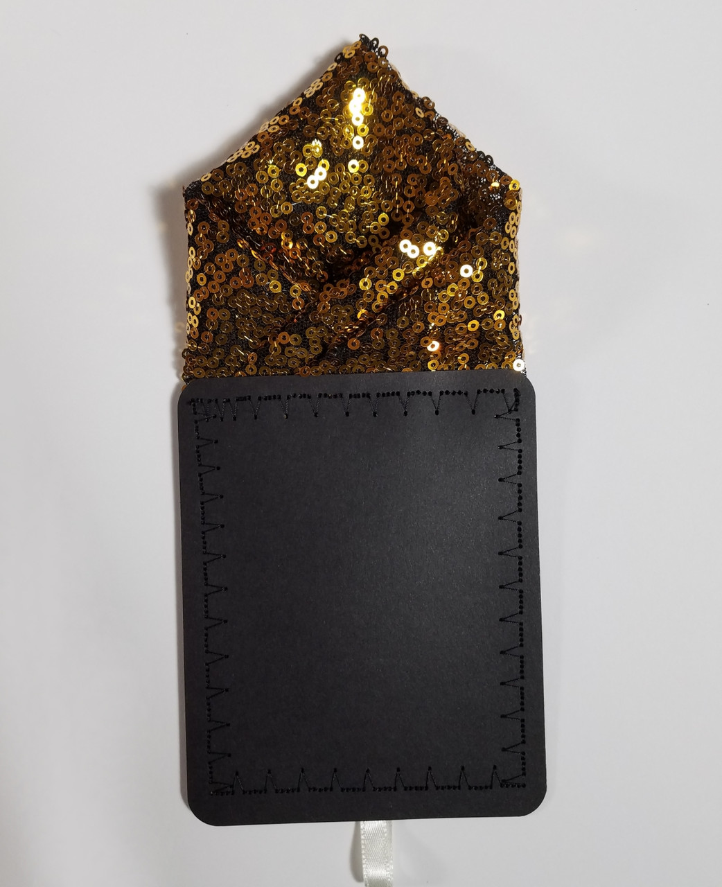 Men's Dark Gold Sequin on Black Pre-Folded Pocket Square Insert - Point ...