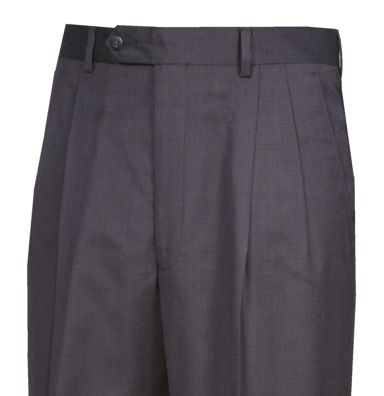 Leonardo Valenti Classic Navy Nail-head Wool Dress Slacks - Made in ...