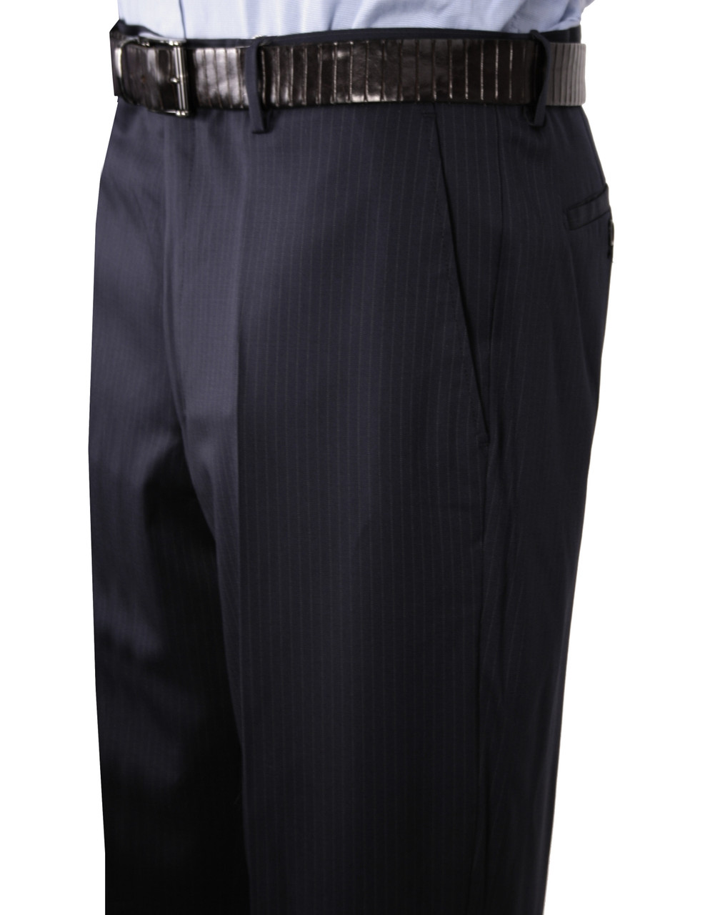 Leonardo Valenti 100% Wool Dress Slacks - Made in Italy - Navy Stripe ...