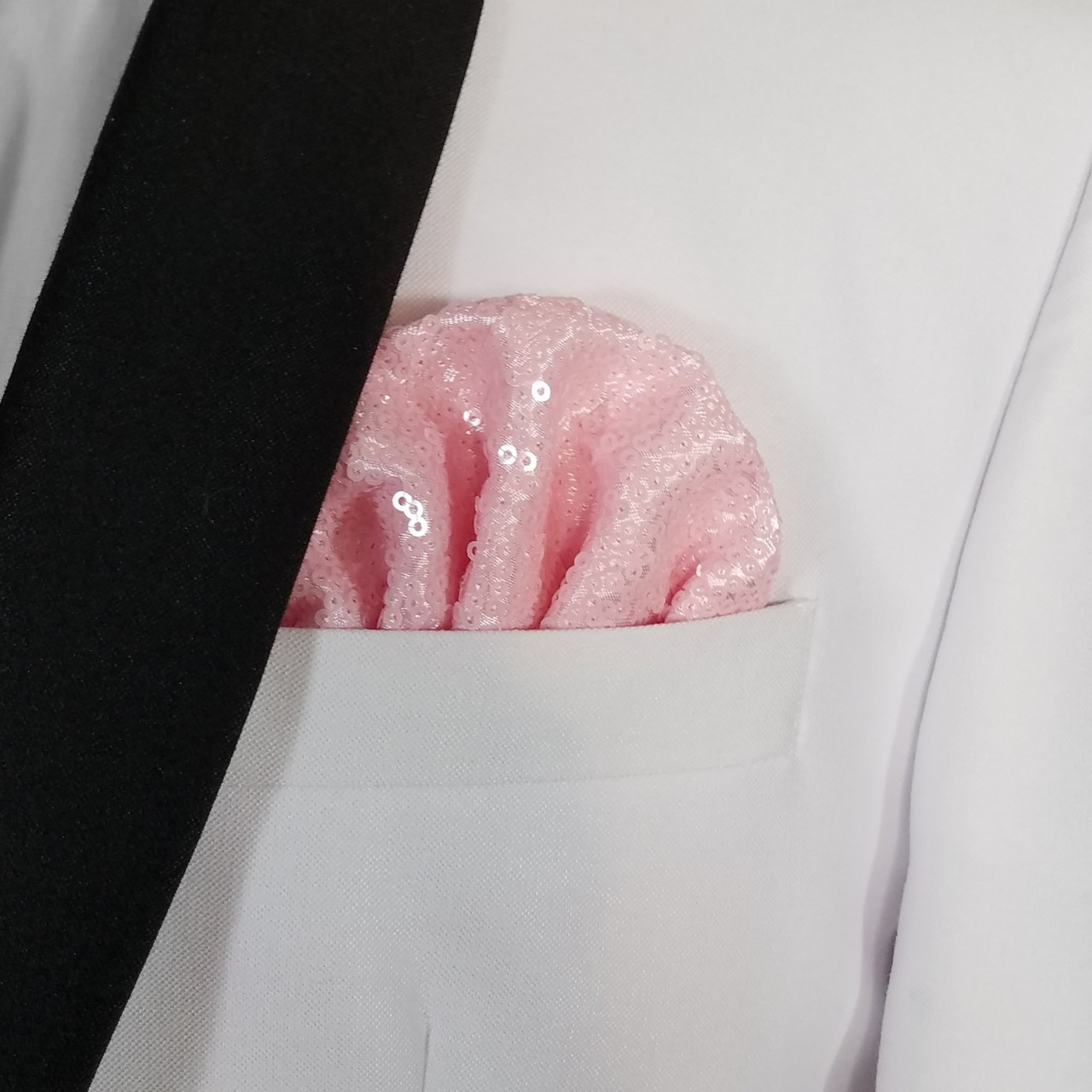 Men's Sequin Pre-Folded Pocket Square Insert - Light Pink - Vavra's ...