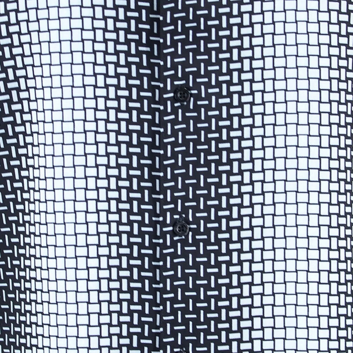 Bassiri Long Sleeve Camp Shirt -Black & White Moiré Pattern - Vavra's ...