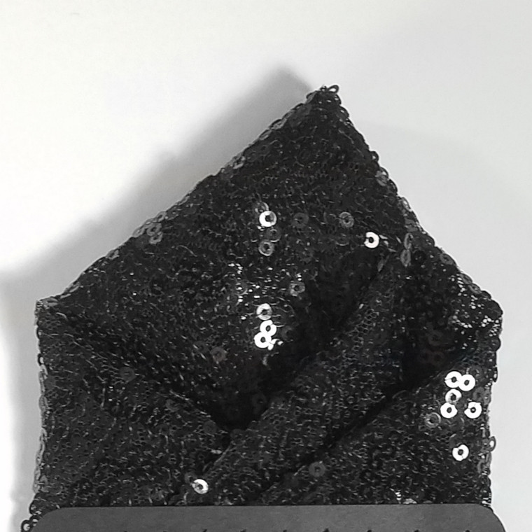 Men's Black Sequin Pre-Folded Pocket Square Insert - Point Design ...