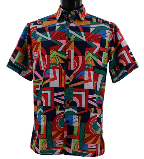 Bassiri Short Sleeve Camp Shirt - Modernism Multi Color Mix - Vavra's ...