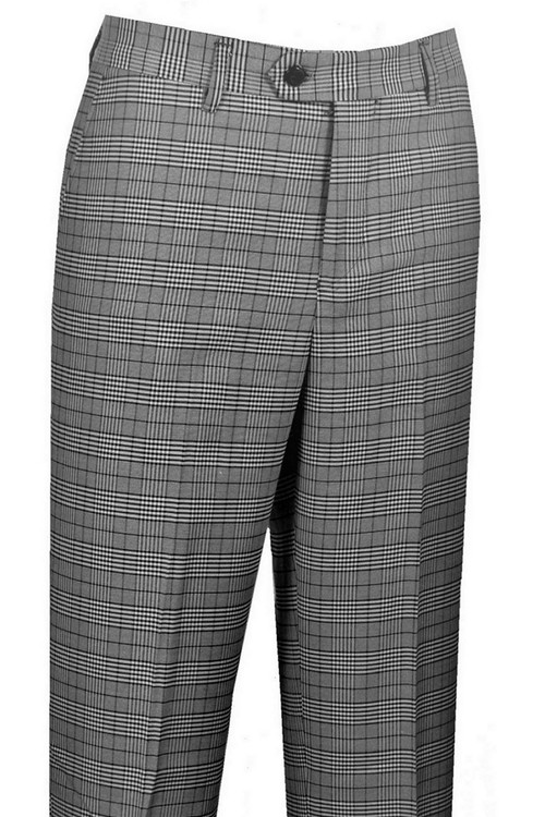 Leonardo Valenti Modern Fit Silk & Wool Blend Slacks - Black & White ...