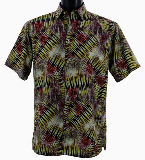Bassiri Short Sleeve Camp Shirt - Red & Green Splash Print - Vavra's ...