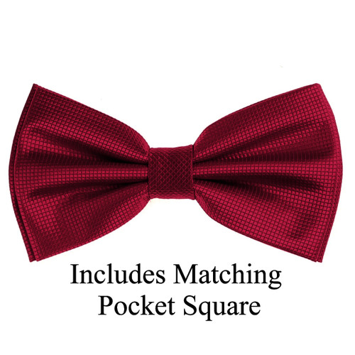 Ruby Red Pin Dot Weave Pre-Tied Silk Bow Tie Set - Vavra's Menswear