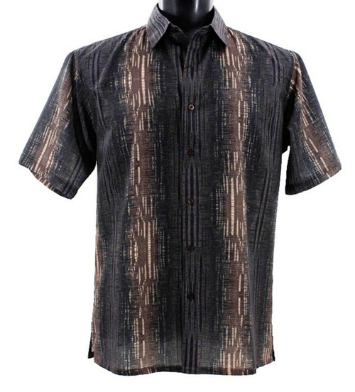 Bassiri Short Sleeve Camp Shirt - Charcoal & Brown Heather Design ...