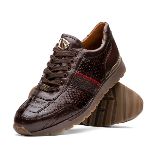 Marco di Milano Genuine Python and Calf Leather Sneaker - Brown - Vavra's Menswear