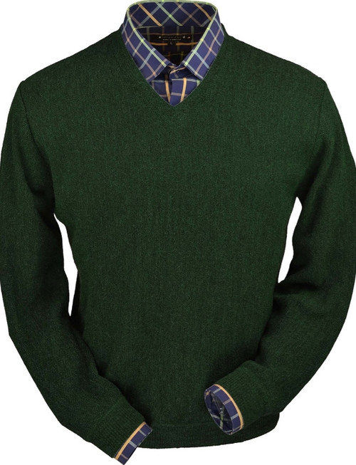 Clearance: Peru Unlimited Baby Alpaca and Wool V-Neck Sweater - Leaf ...