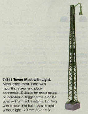 74141 Marklin HO Catenary -- Tower Mast with Light - Modellbahn Ott Hobbies