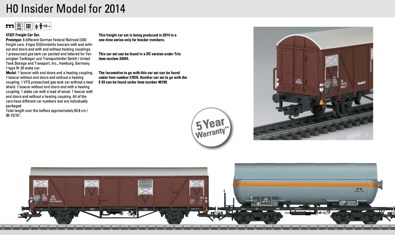 M47321 Wholesale Pricing! DB Freight Car Set (HO Scale) - Modellbahn ...