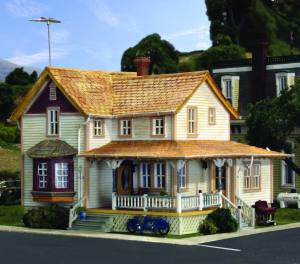HO KIT Corner Porch House - Modellbahn Ott Hobbies