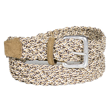 Italian Multicolored Woven Cotton Belt in Camel Multi - Torino Leather ...