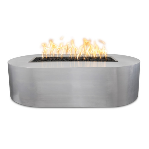 The Outdoor Plus Bispo 48" Oval Stainless Steel Gas Fire Pit | AuthenTEAK