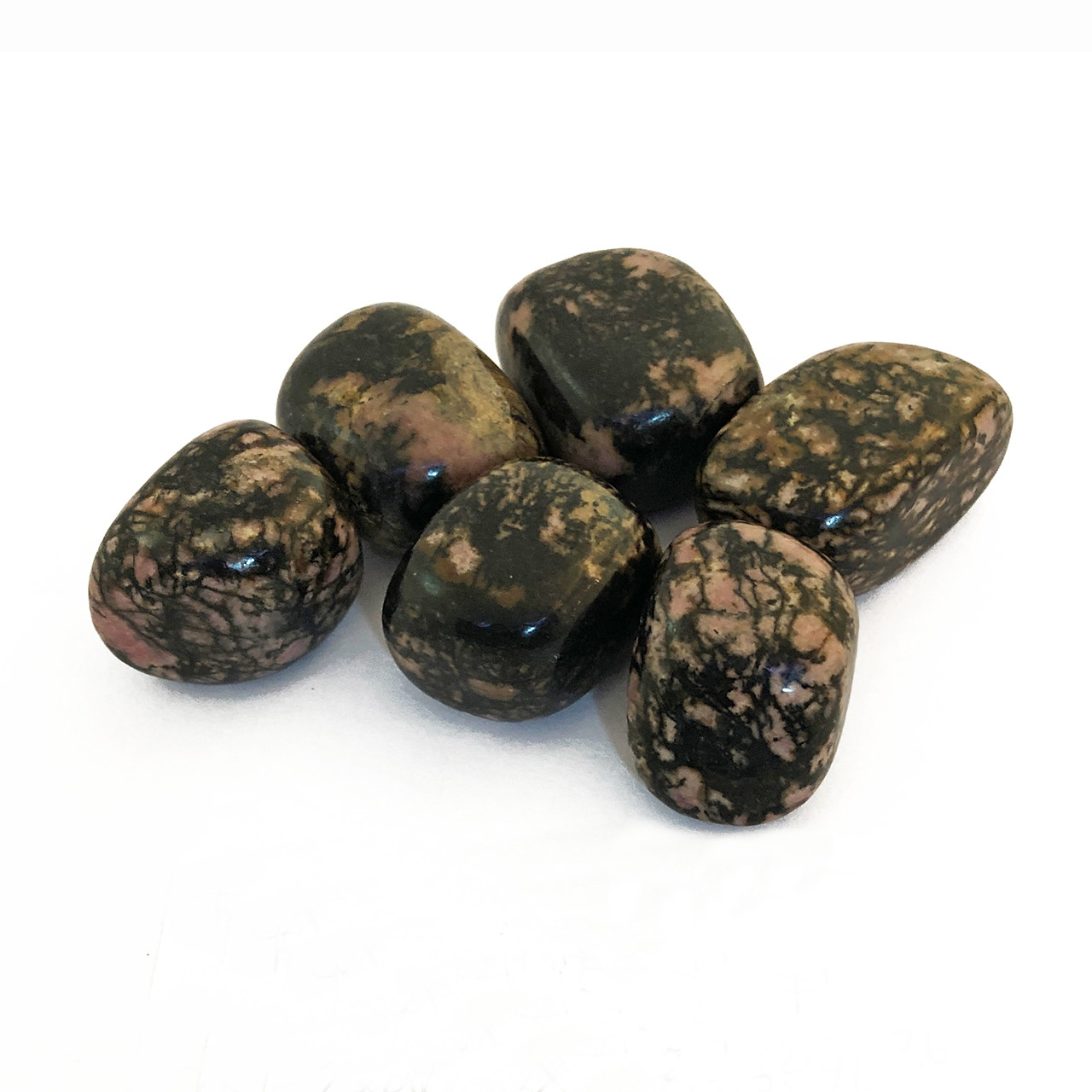 Black Veined Rhodonite 25mm Tumbled Stone