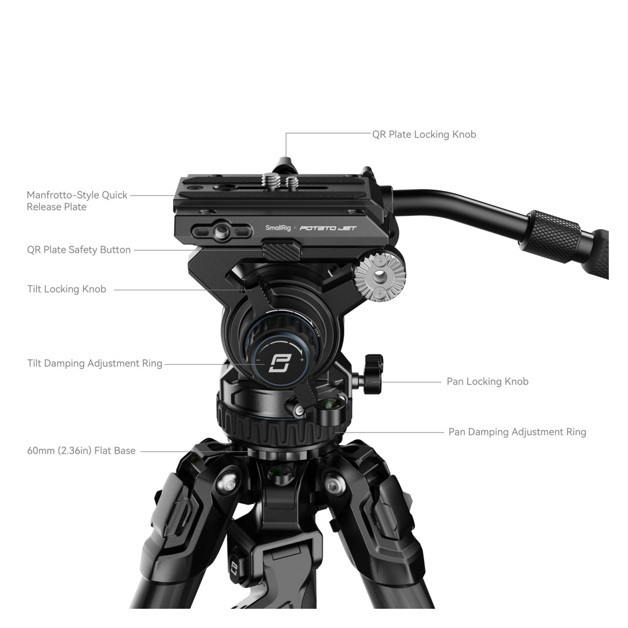 SmallRig x Potato Jet Tribex Hydraulic Carbon Fibre Tripod Kit 4259 ...
