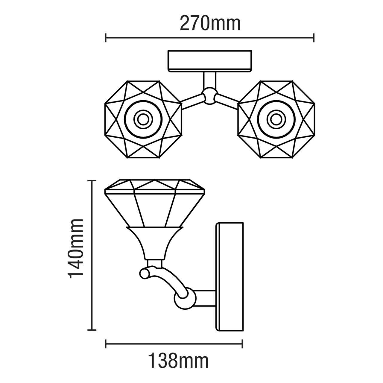 Spa Reena 2-Light Wall Light Chrome/Clear | Light Fittings Direct
