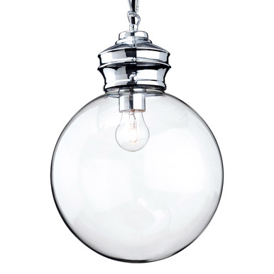 Firstlight Omar Elegant Style Globe-Shaped Pendant Light in Chrome and ...