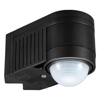 Zink Corner PIR Sensor Alia Black 12m | Light Fittings Direct