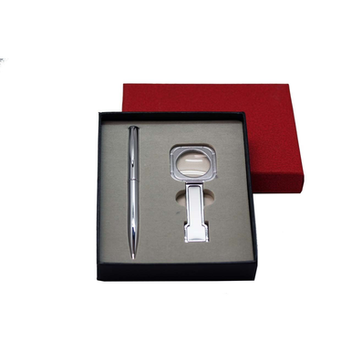2Pc Boxed Gift Set of Ballpoint Pen and Magnifying Glass