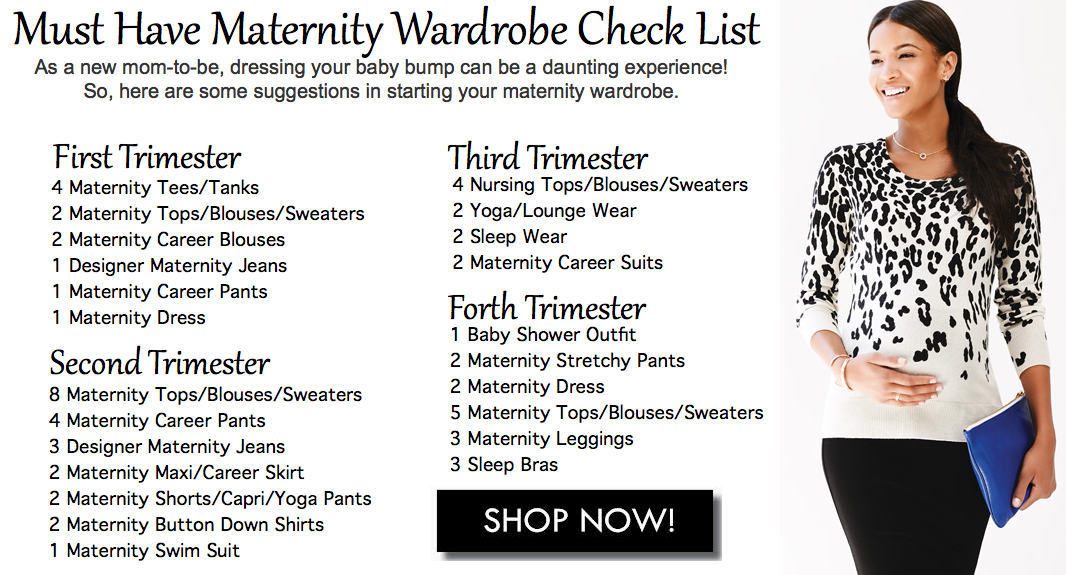 Maternity Wardrobe Check List - Motherhood Closet - Maternity Consignment