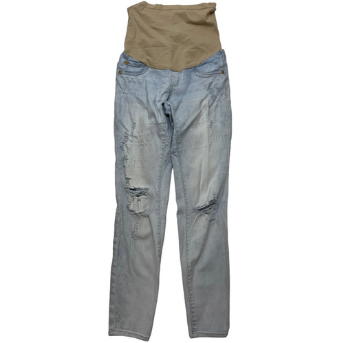 LED Luxe Essentials Light Blue Denim Distressed Skinny Maternity Jeans ...