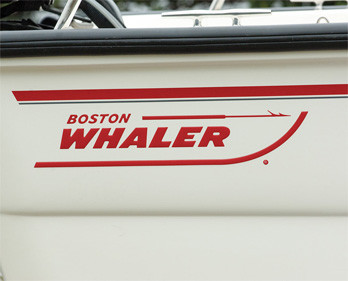 Boston Whaler Decal hullside 14”black, red, blue, white