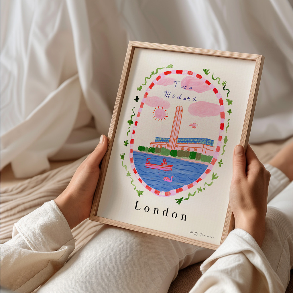 Illustrated Tate Modern Poster - London Scene - Patterned Landscapes ...