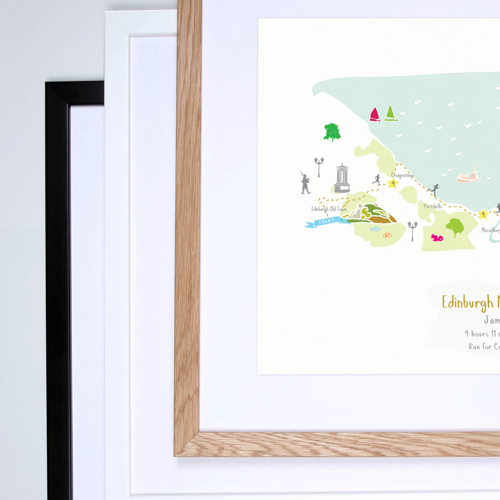 Illustrated hand drawn Edinburgh Marathon Route Map art print by artist ...
