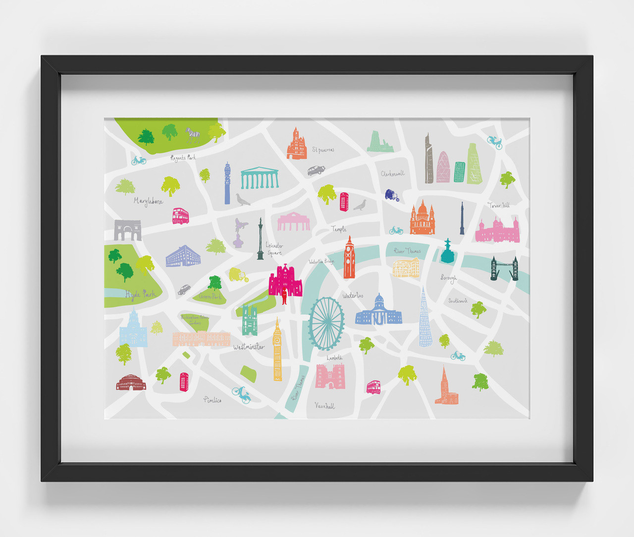 Illustrated hand drawn Map of the London Boroughs art print by artist ...