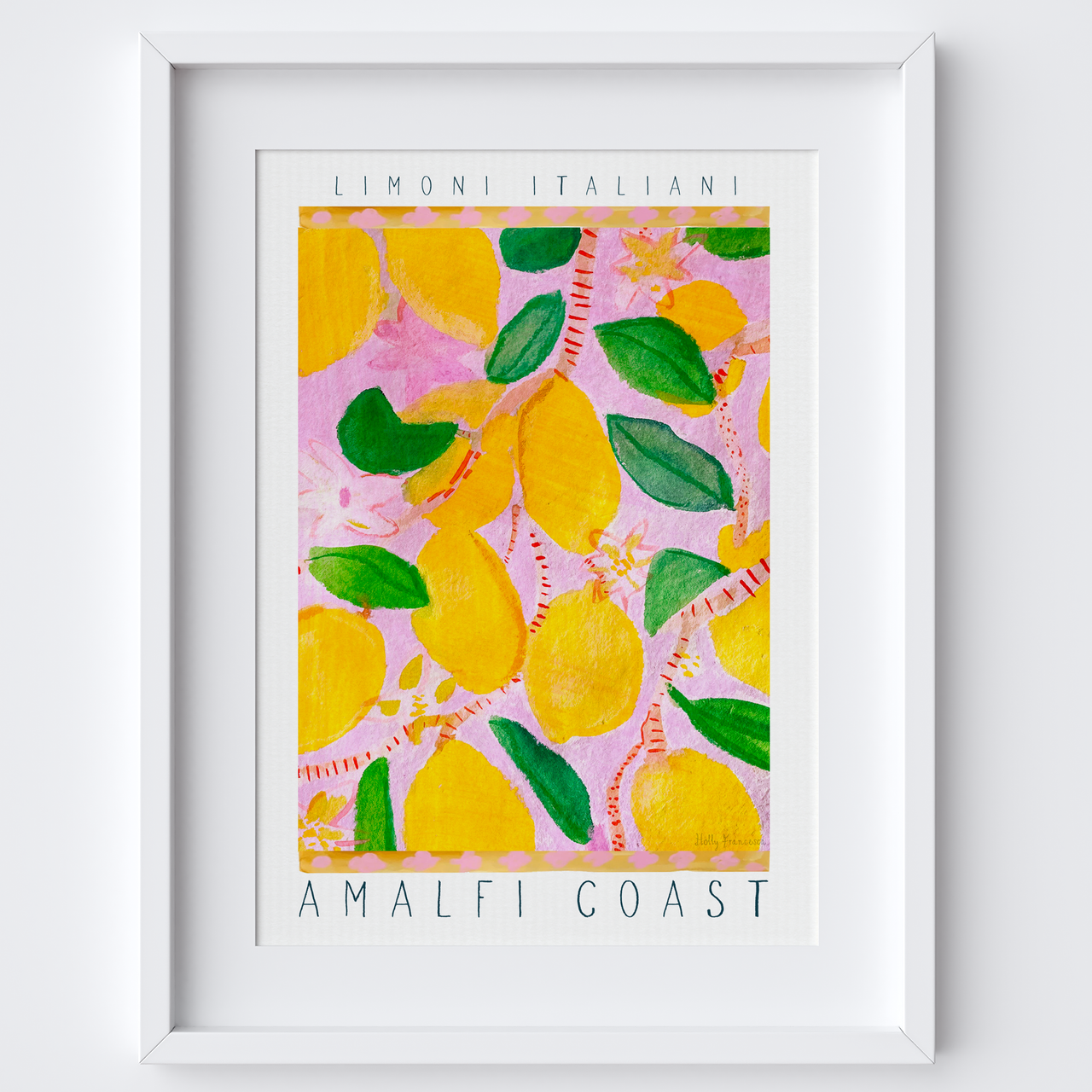 Italian Lemons Art Print - Watercolour Painting by artist Holly Francesca.