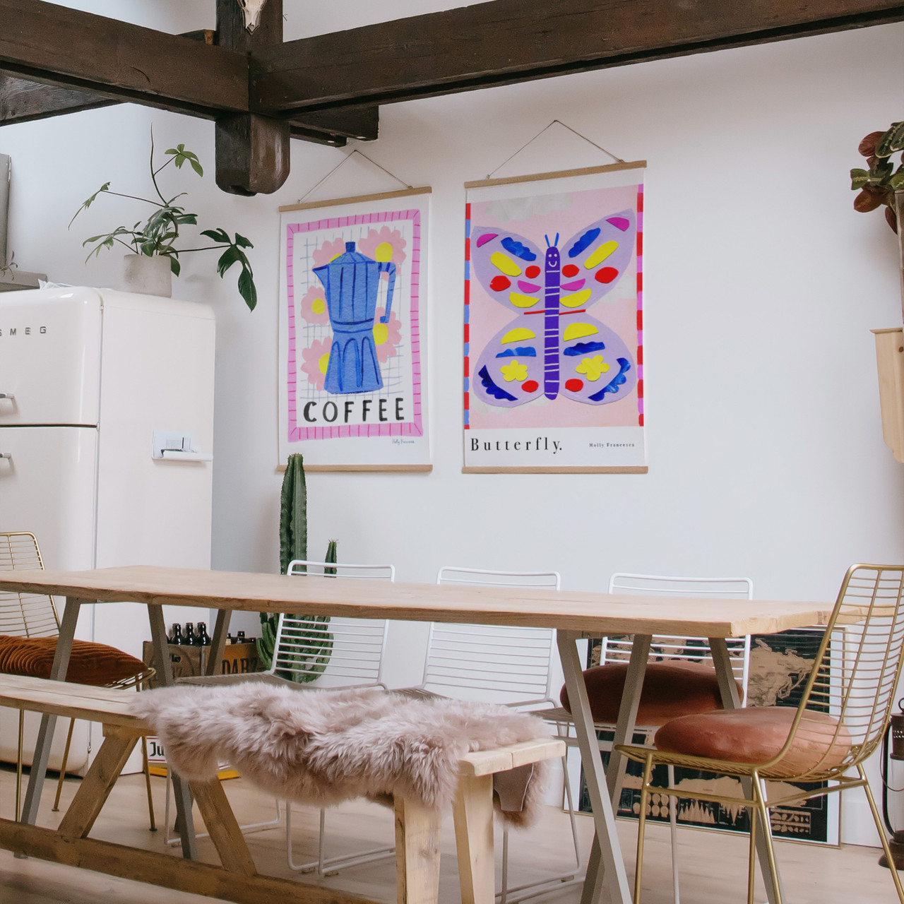 Moka Pot Art Print - Watercolour Collage Poster by artist Holly Francesca