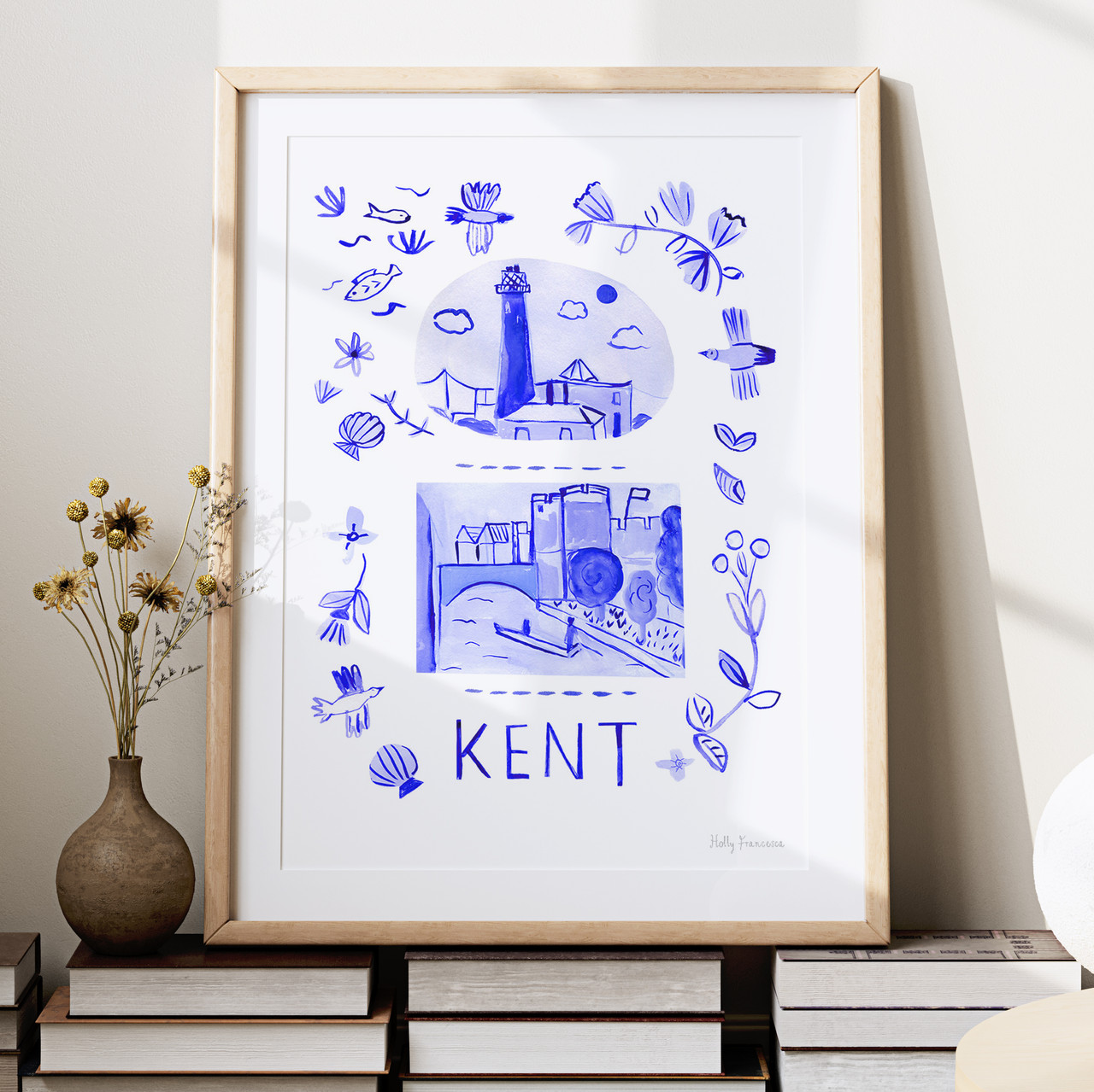 Kent Blue Portuguese 'Azulejo' tiles - Watercolour Painted Scene Art ...
