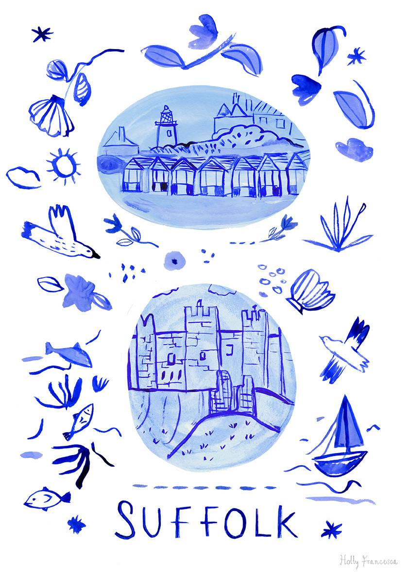 Suffolk Blue Portuguese 'Azulejo' tiles - Watercolour Painted Scene Art ...