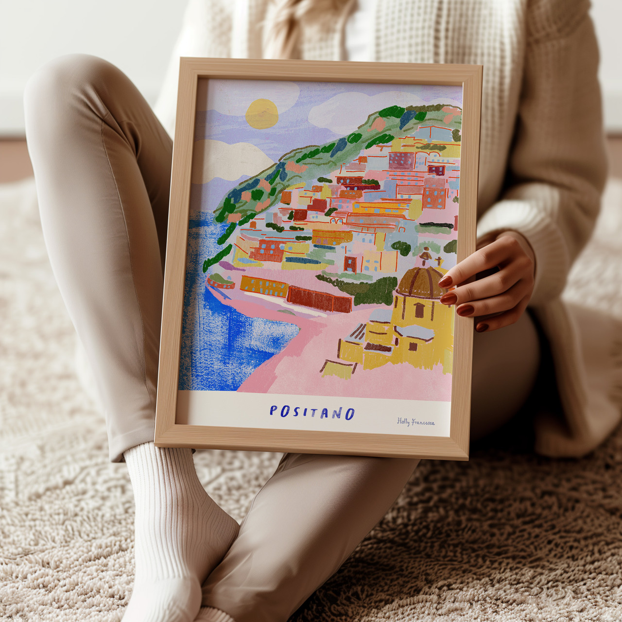 Positano - Amalfi Coast, Italy Landmark Travel Print by UK artist Holly ...