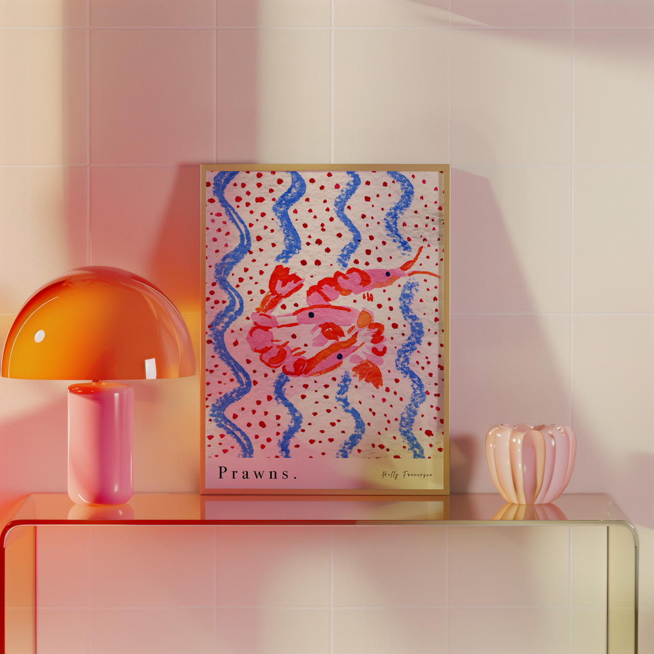 Prawns Seafood Art Print - Shrimp Watercolour Pastel Poster by artist ...