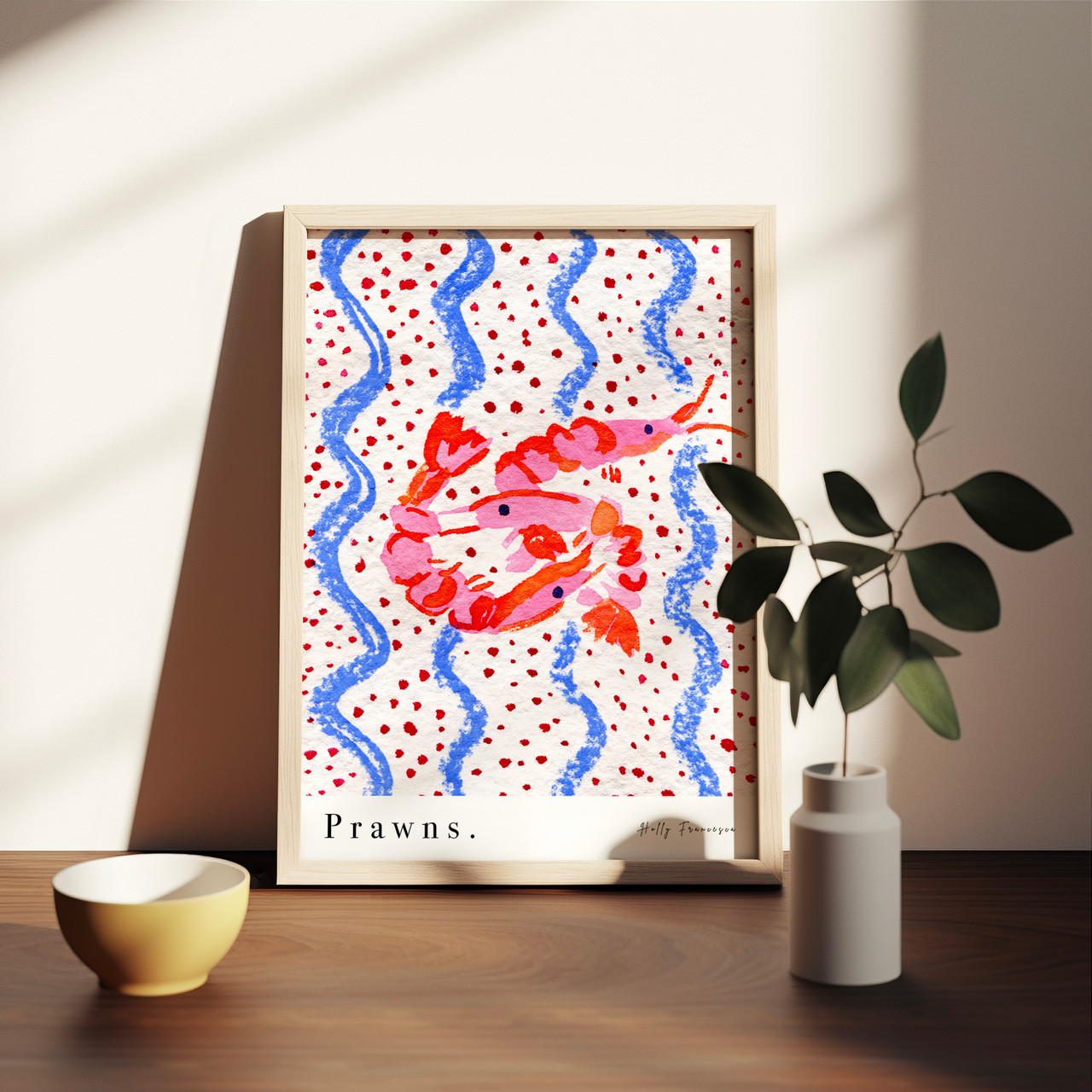 Prawns Seafood Art Print - Shrimp Watercolour Pastel Poster by artist ...