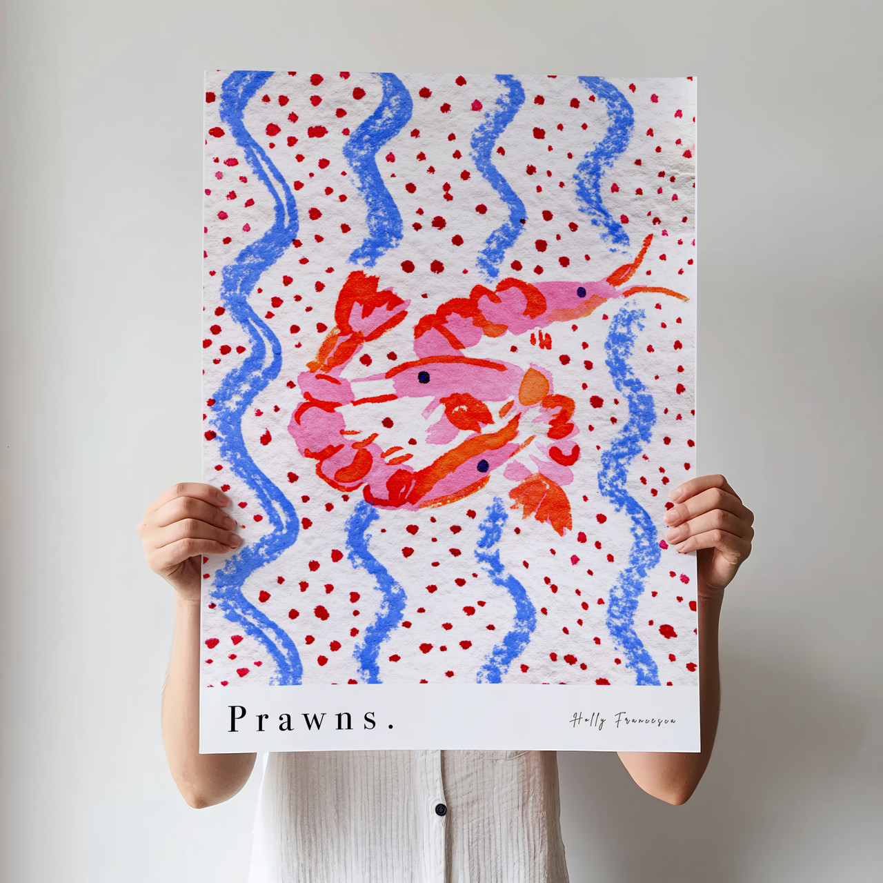 Prawns Seafood Art Print - Shrimp Watercolour Pastel Poster by artist ...