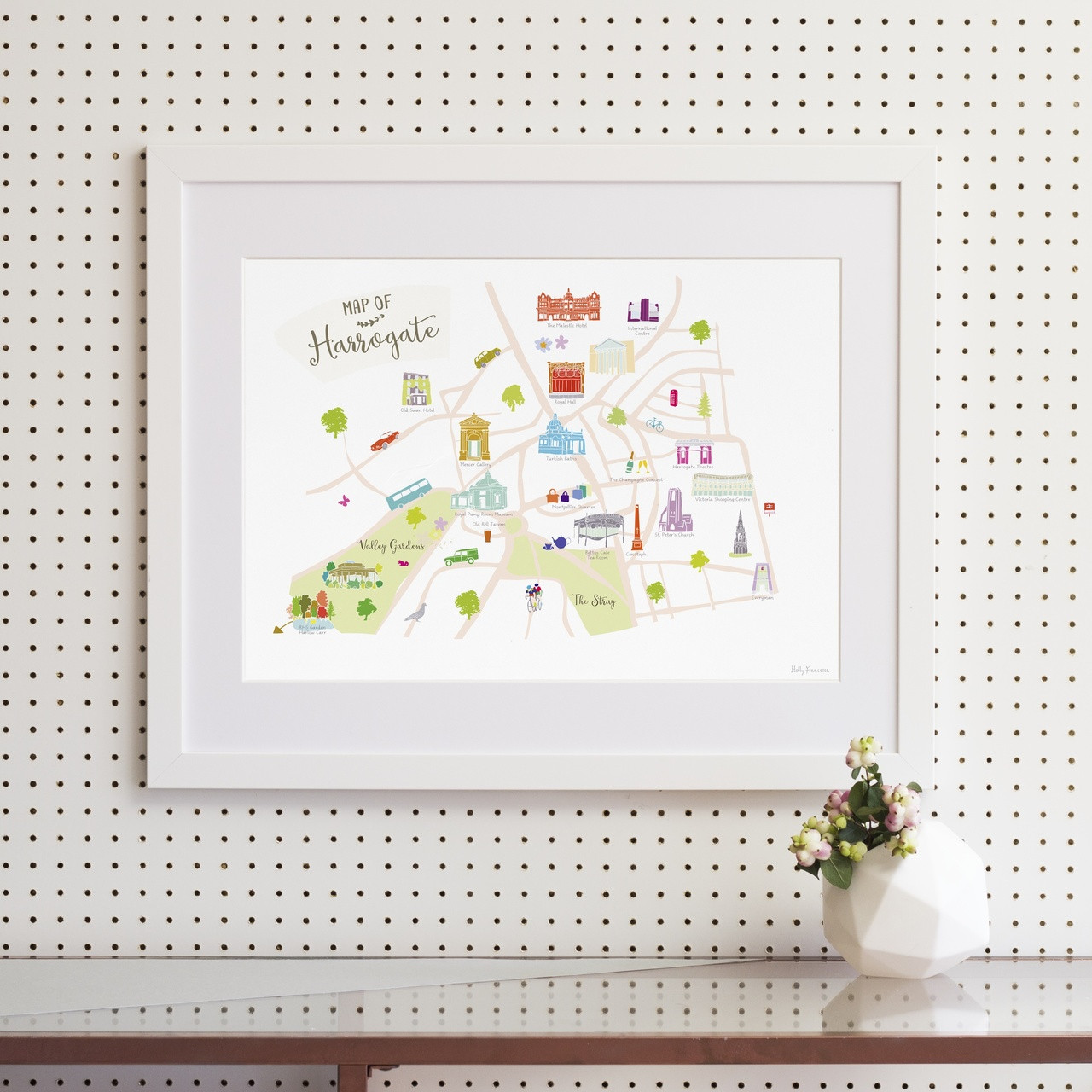 Illustrated hand drawn Map of Harrogate art print by artist Holly ...