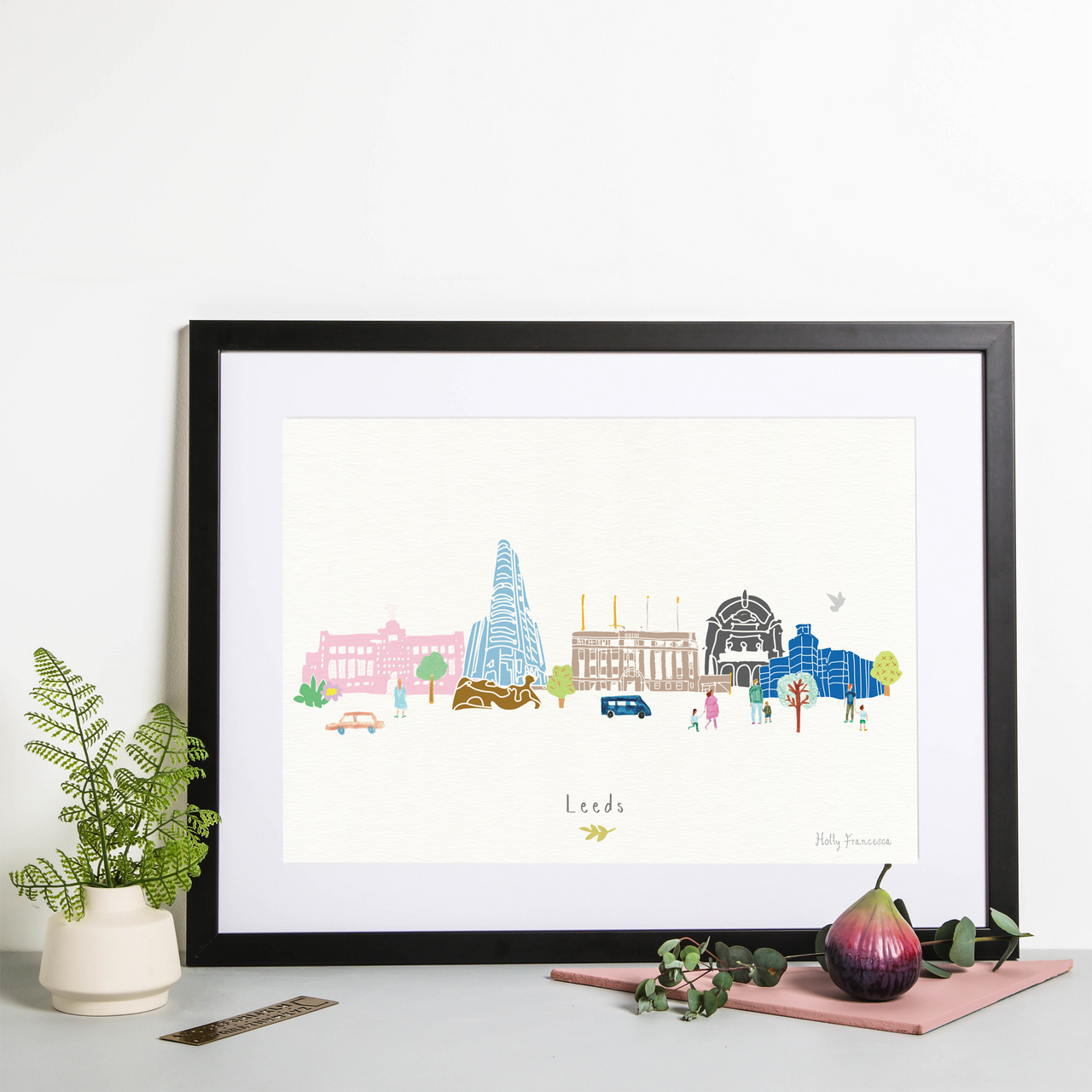 Illustrated hand drawn Leeds Skyline Cityscape art print by artist ...